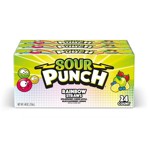 SOUR PUNCH® Rainbow Straws, 12/24/2 oz – American Licorice Wholesale